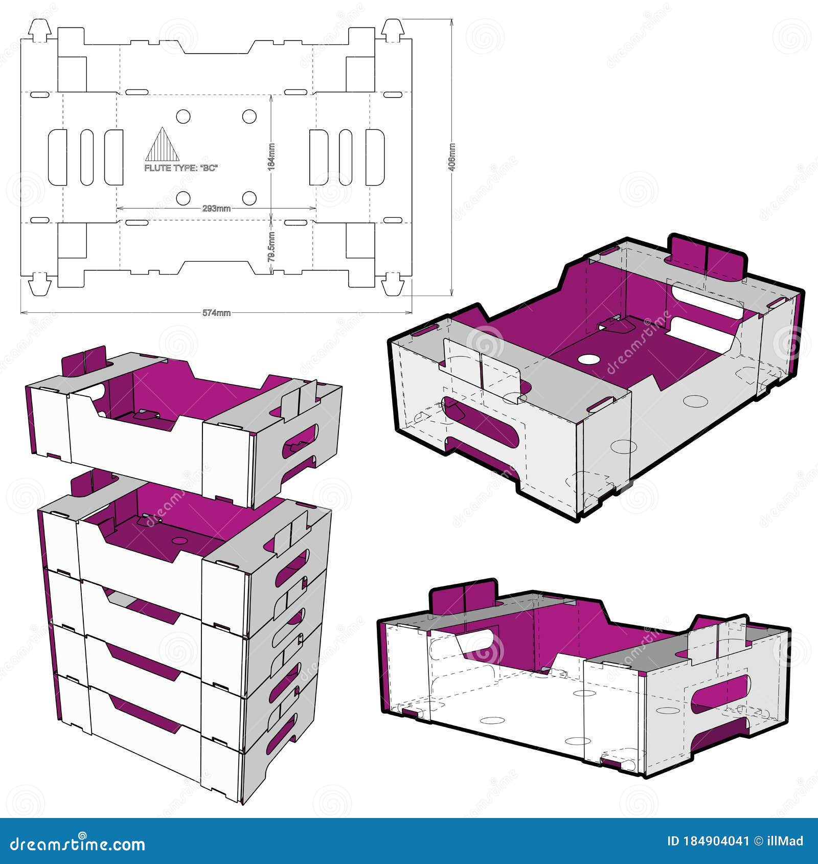 Stackable Retail Double Edge Box Internal Measurement 29.3x 18.4+ 7.95 ...