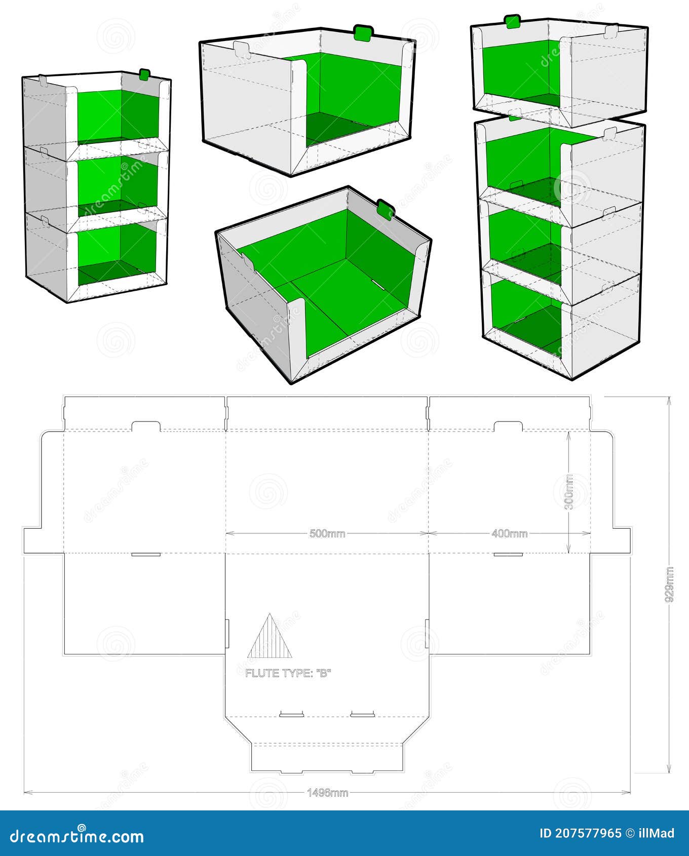 Stackable Retail Double Edge Box. Stock Vector - Illustration of food ...