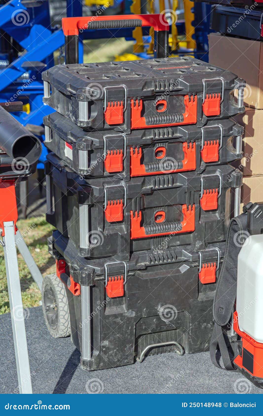 Stackable Tool Box Cart stock photo. Image of gear, storage - 250148948