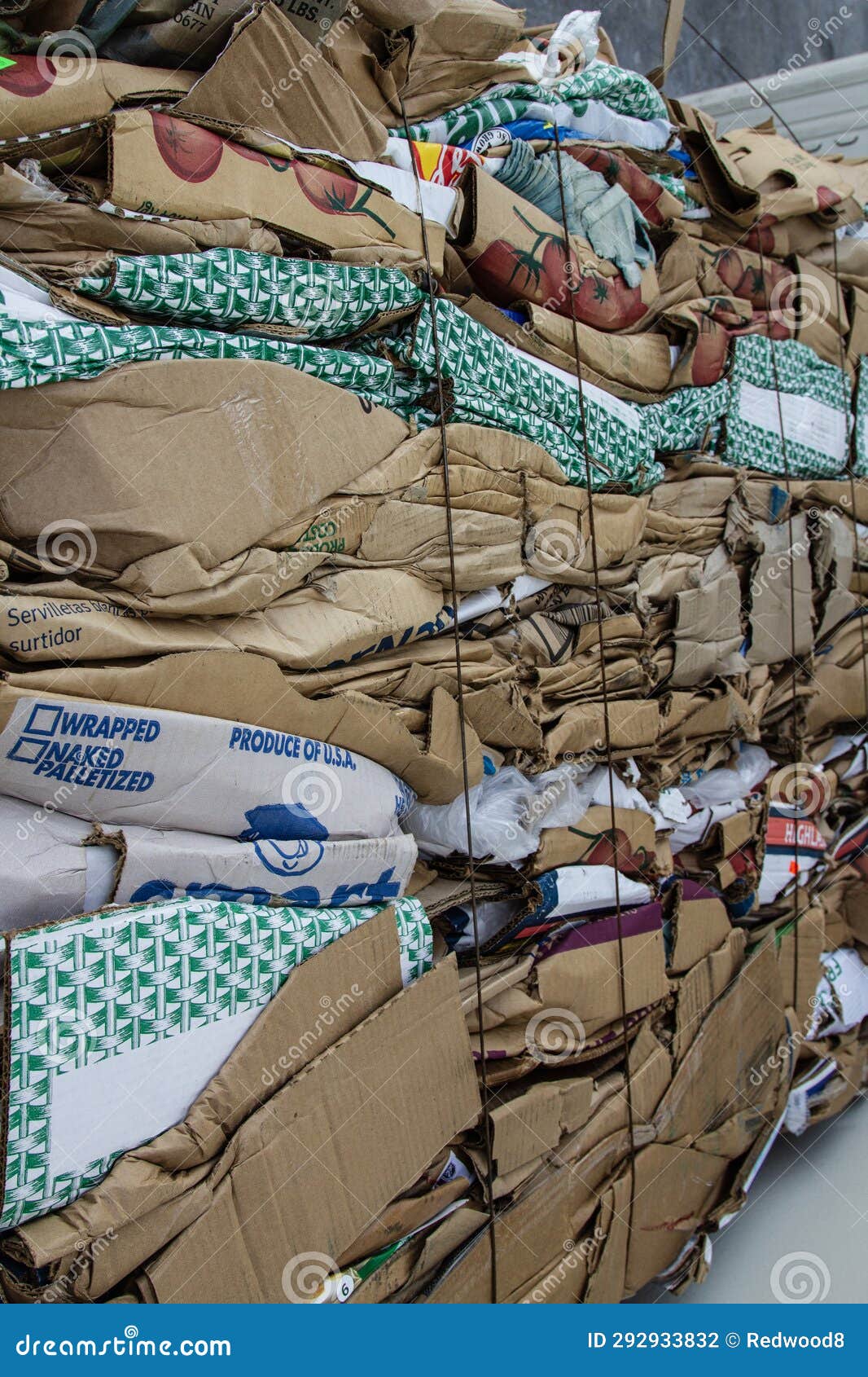 Compressed And Baled Cardboard Boxes Ready For Recycling Editorial ...