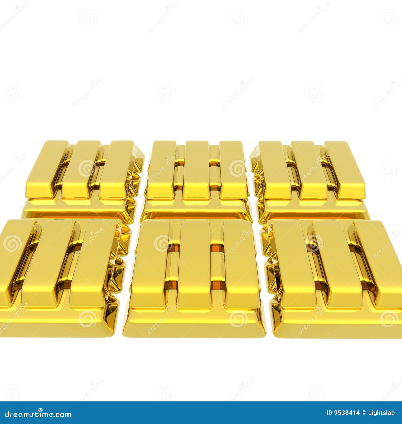 Stacked Bars Of Gold Bullion On A White Stock Images - Image: 9538414