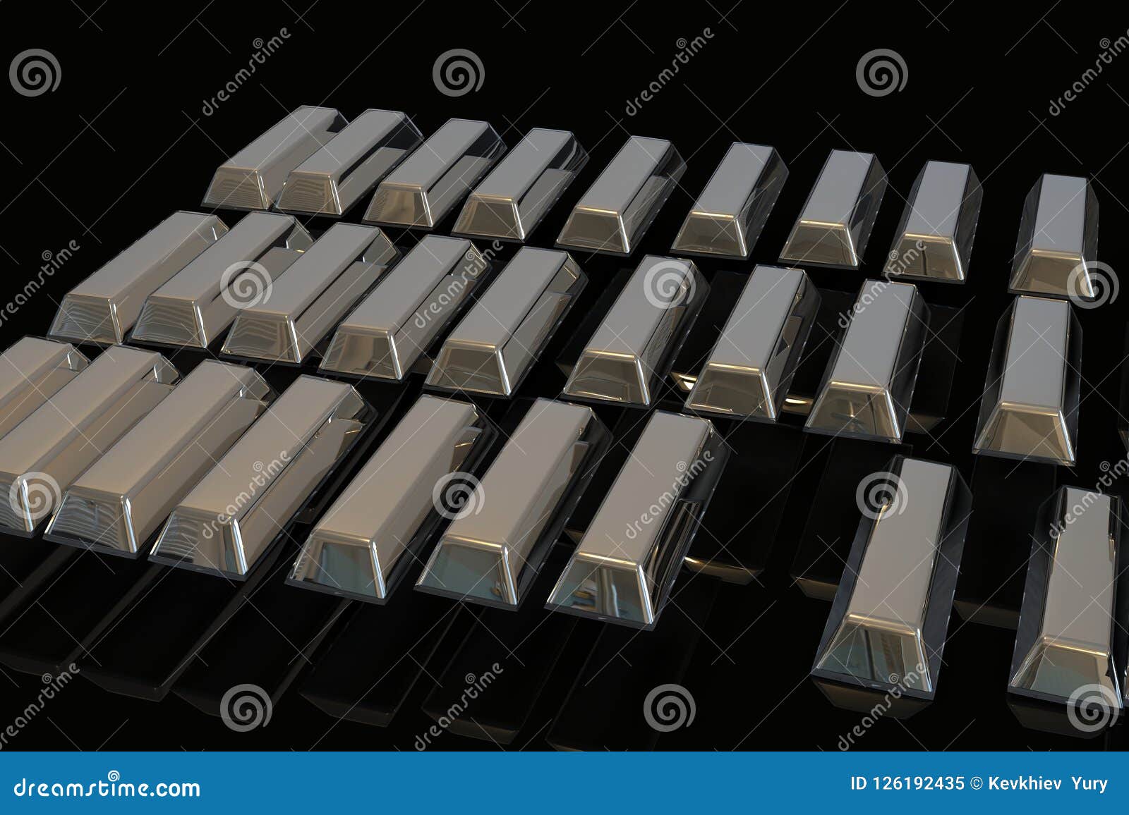 Stacked Bars of Silver Bullion 3D.Financial Concept Stock Illustration ...