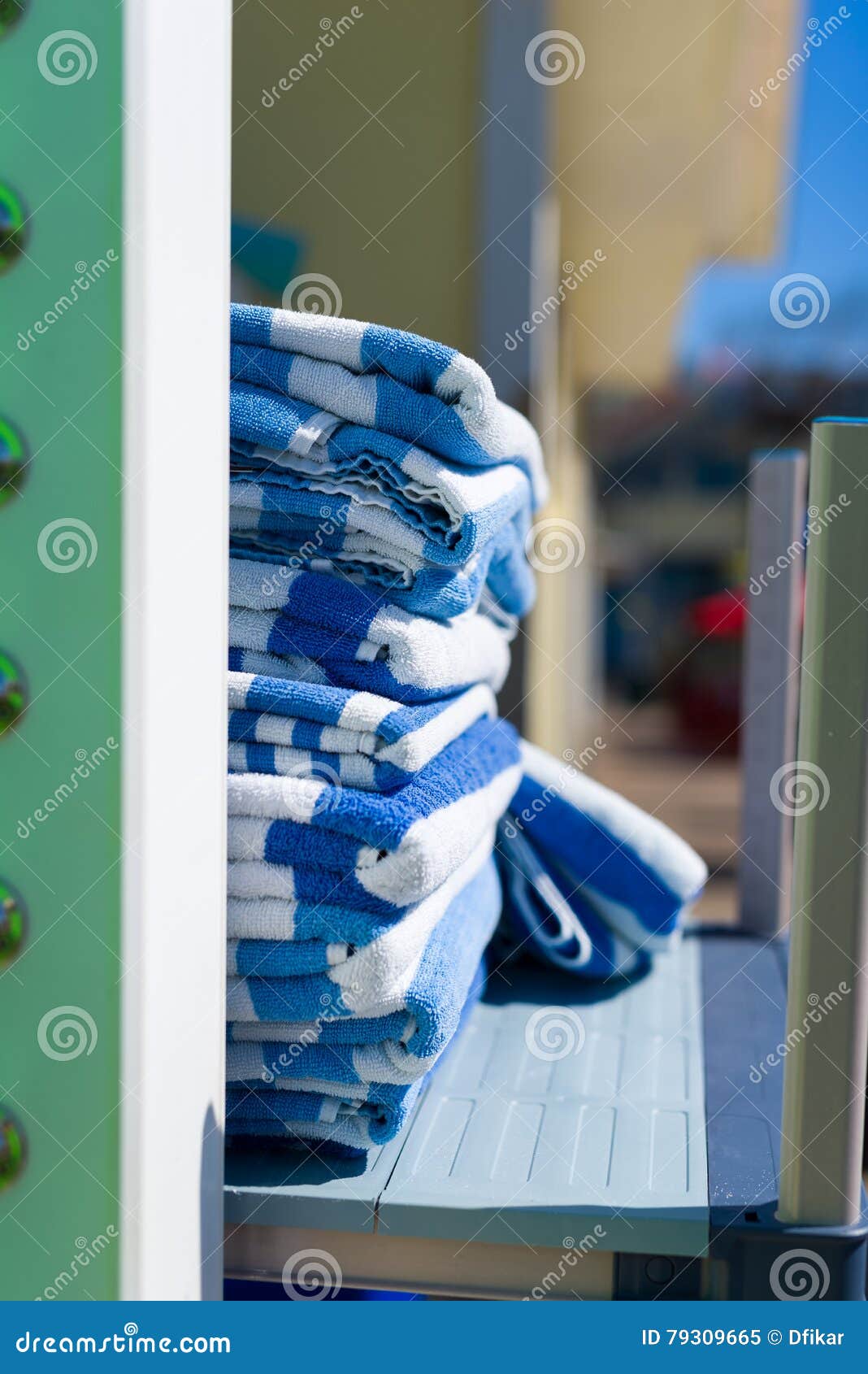 Stacked Beach Towels stock image. Image of lines, blue - 79309665