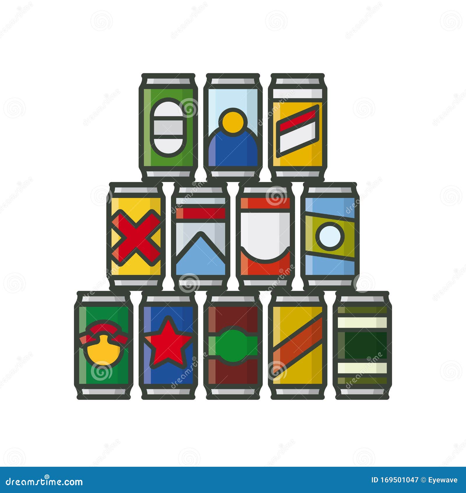 Stacked Beer Cans Vector Illustration Stock Vector - Illustration of ...