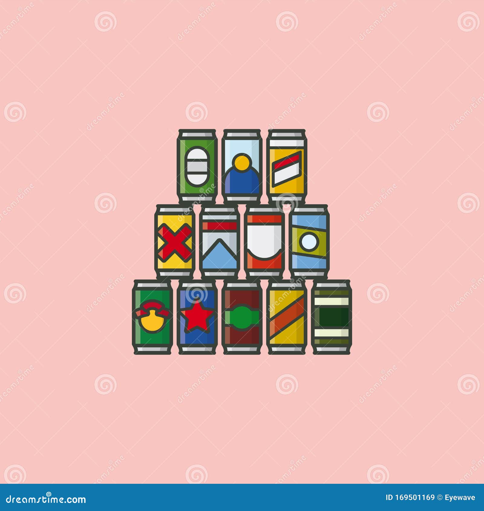 Stacked Beer Cans Vector Illustration Stock Vector - Illustration of ...