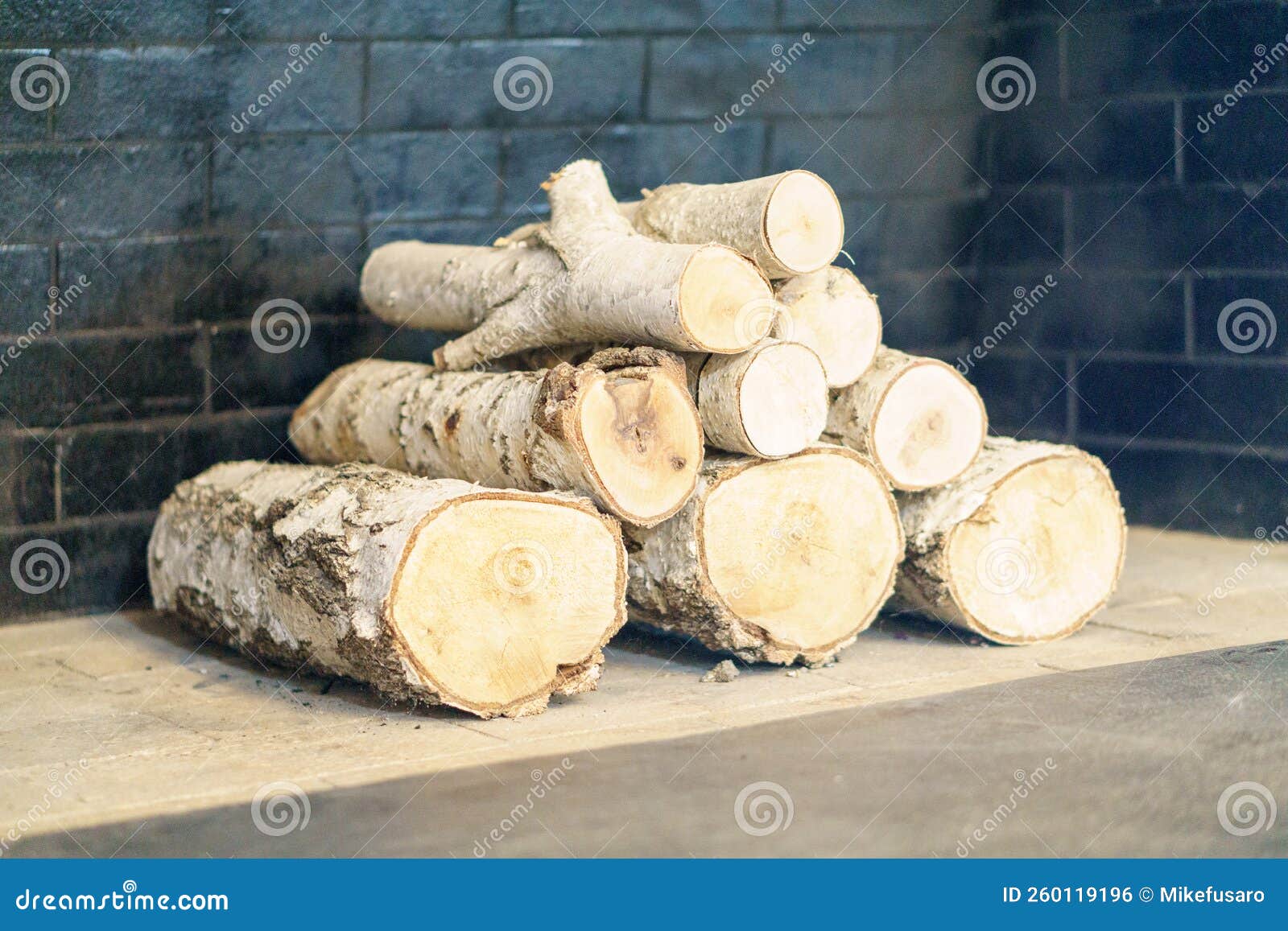 Stacked Birch Wood in Fire Place Stock Photo - Image of woodpile ...
