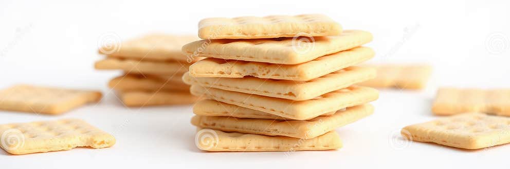 Stacked Biscuits Arranged on a Clean Surface with Scattered Pieces ...