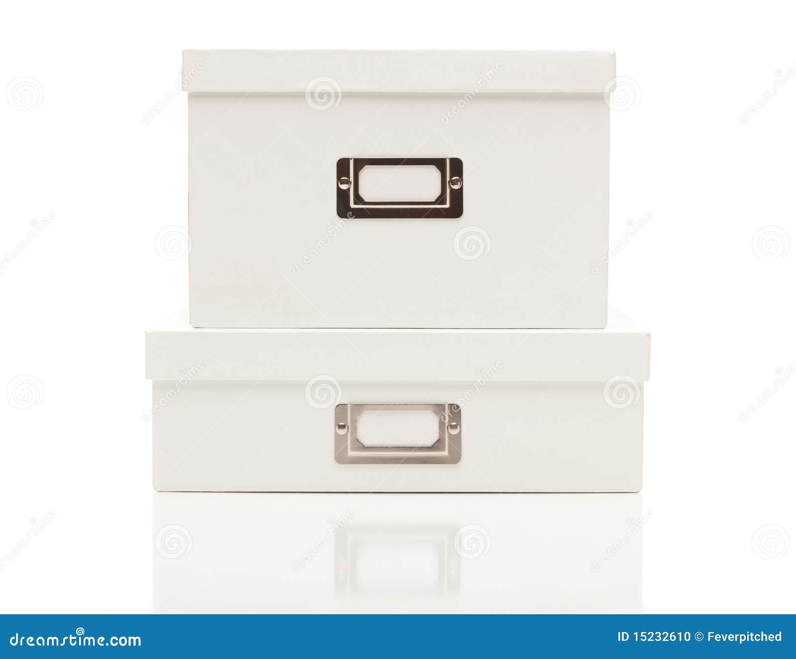 Stacked Blank White File Boxes with Lids on White Stock Photo - Image ...