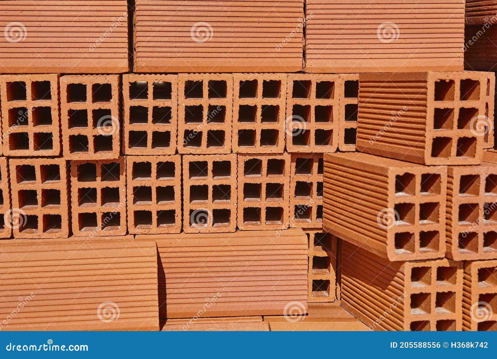Stacked Block Bricks. Construction Industry. Brickwork Masonry Stock ...