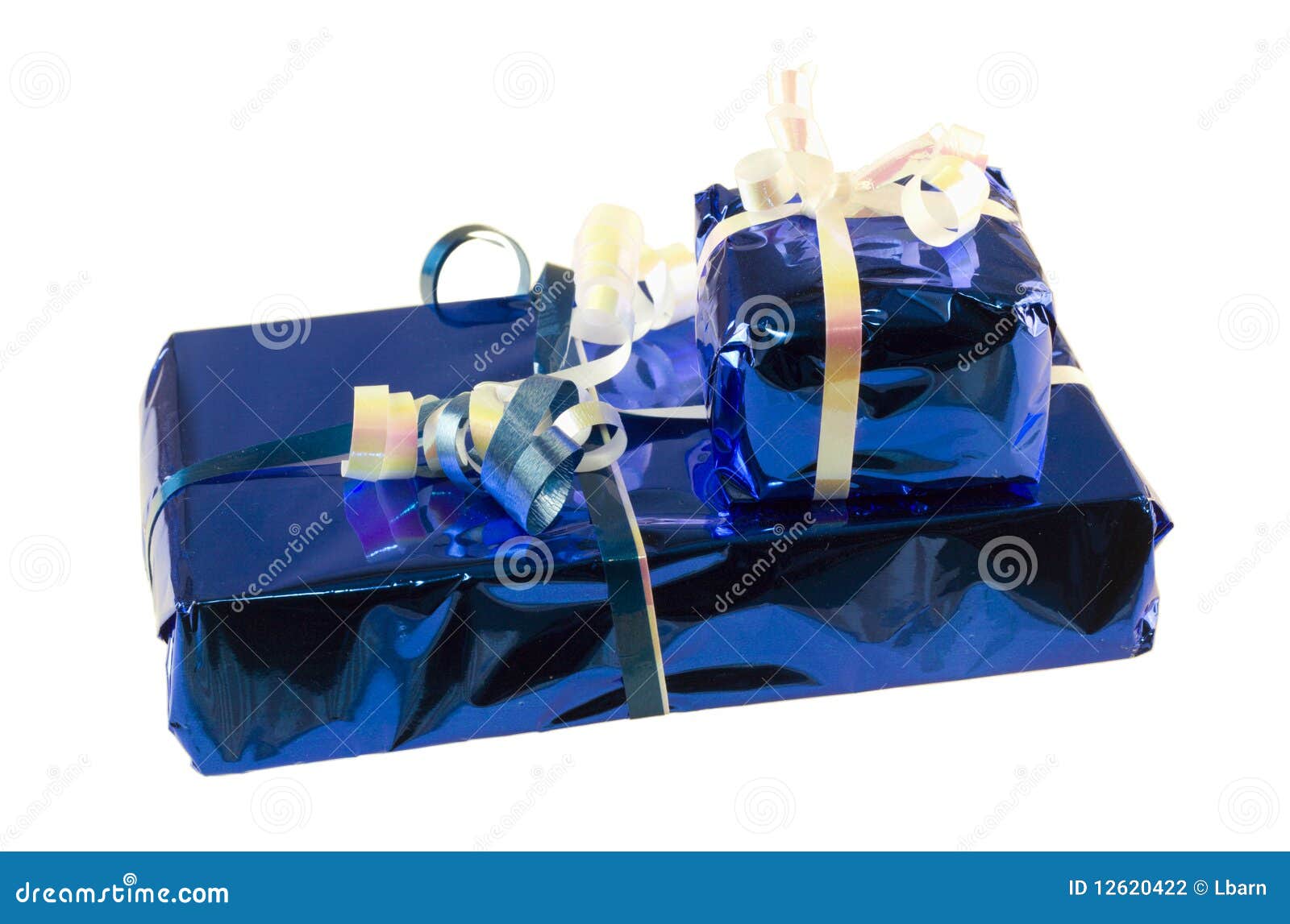 Stacked blue foil presents stock photo. Image of isolated - 12620422