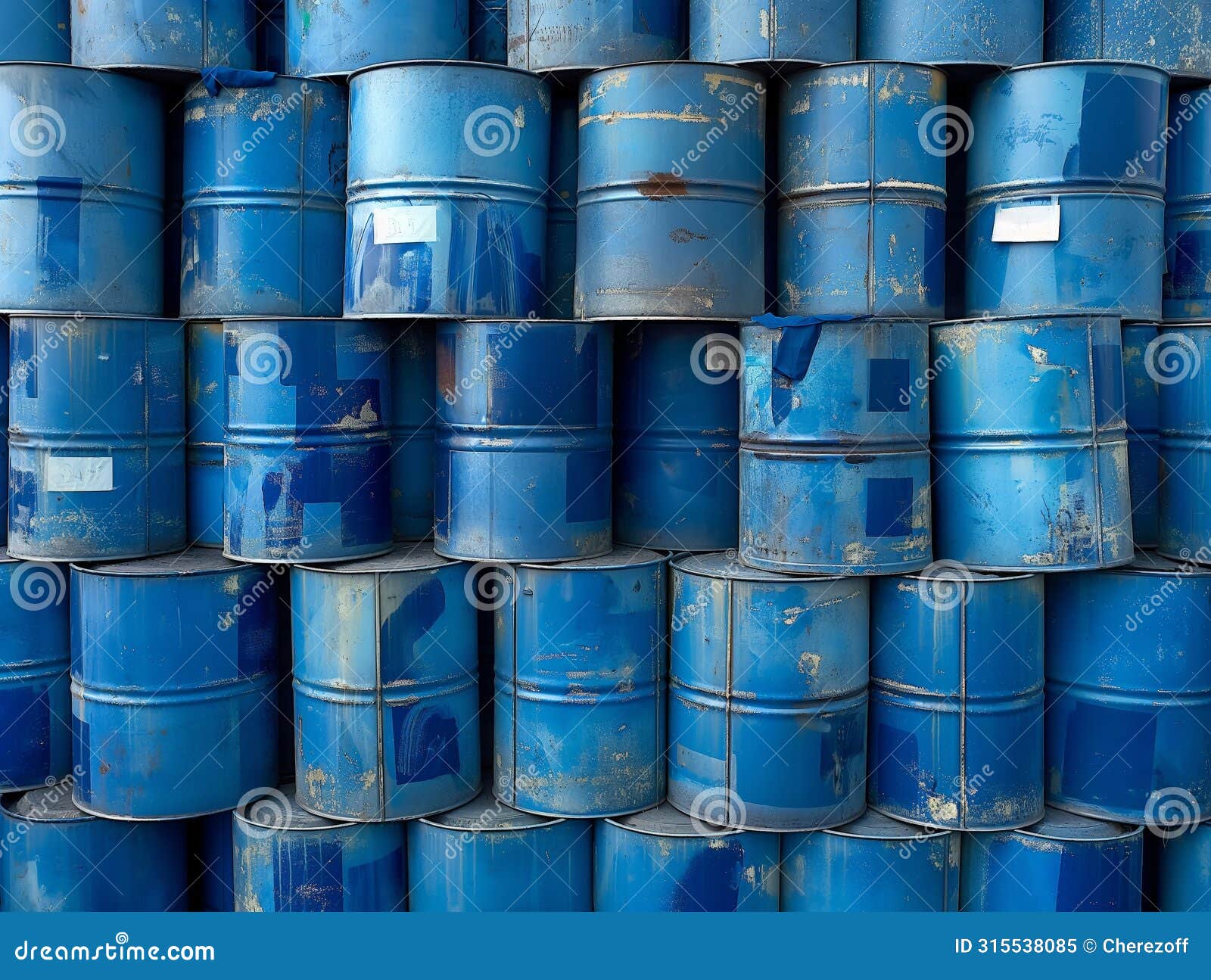 Stacked Blue Industrial Barrels Stock Image - Image of storage ...