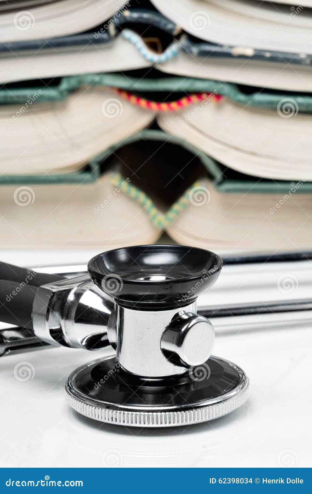 Stacked Books with Stethoscope Stock Photo - Image of publication ...