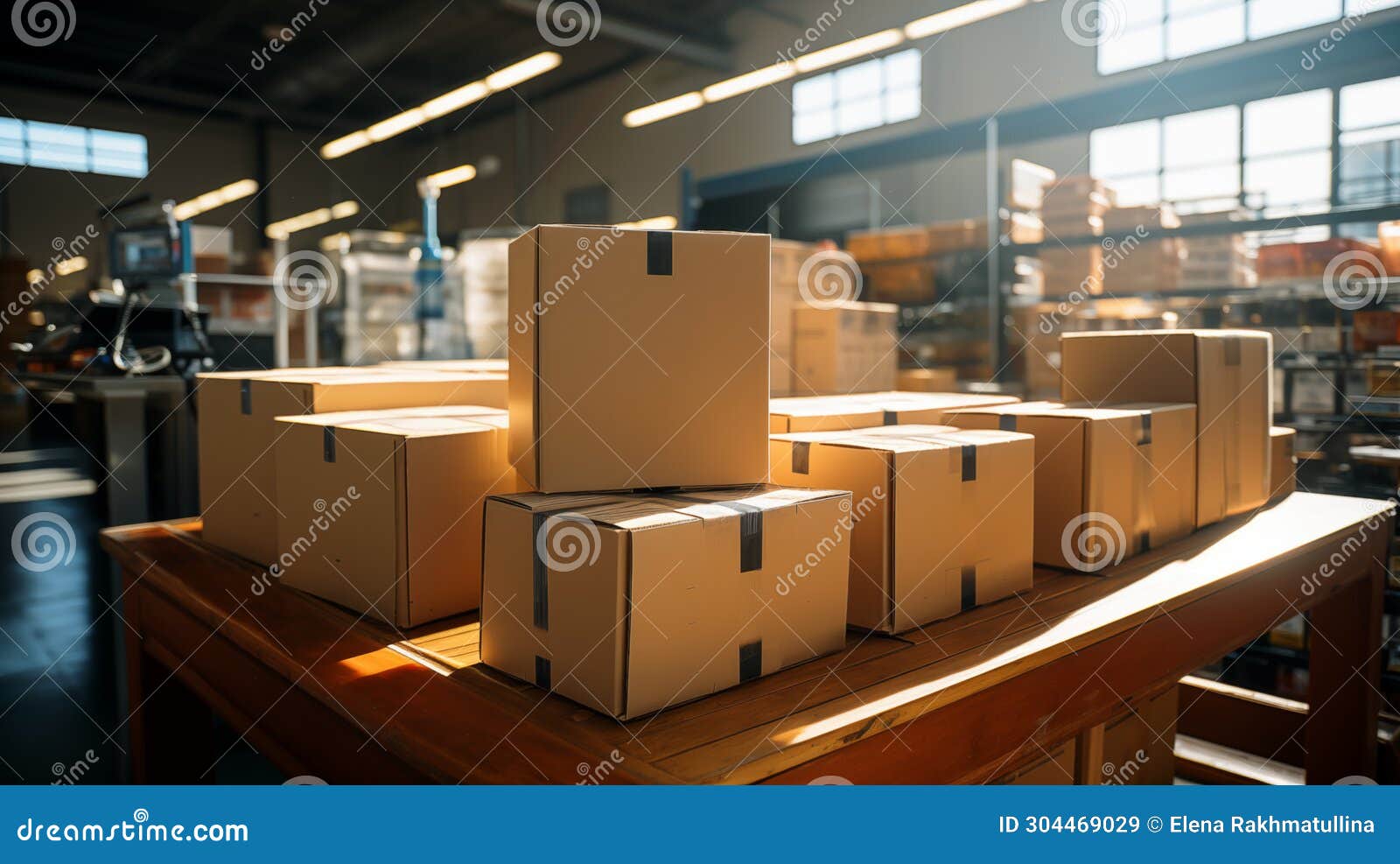 Stacked Boxes on Warehouse Table – Organized Storage for Efficient ...
