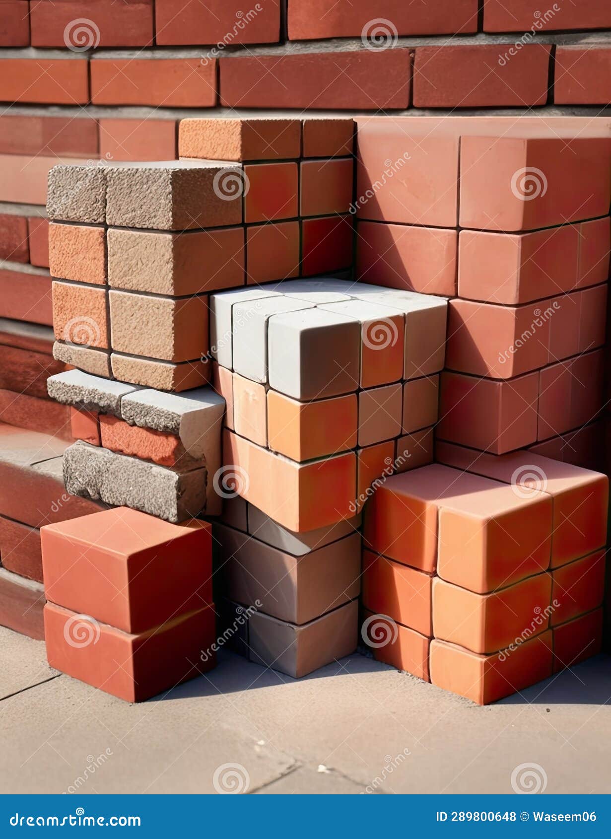 Stacked Bricks Box: Collection of Brick Pieces in a Tightly Packed ...