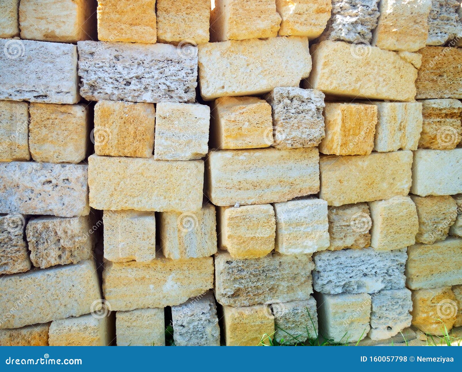 Bricks of limestone stock photo. Image of limestone - 160057798