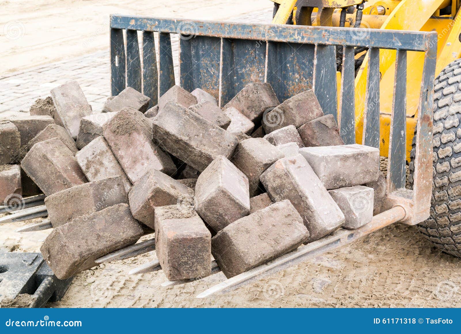Stacked Bricks on Scoop of Excavator Stock Photo - Image of pile, close ...