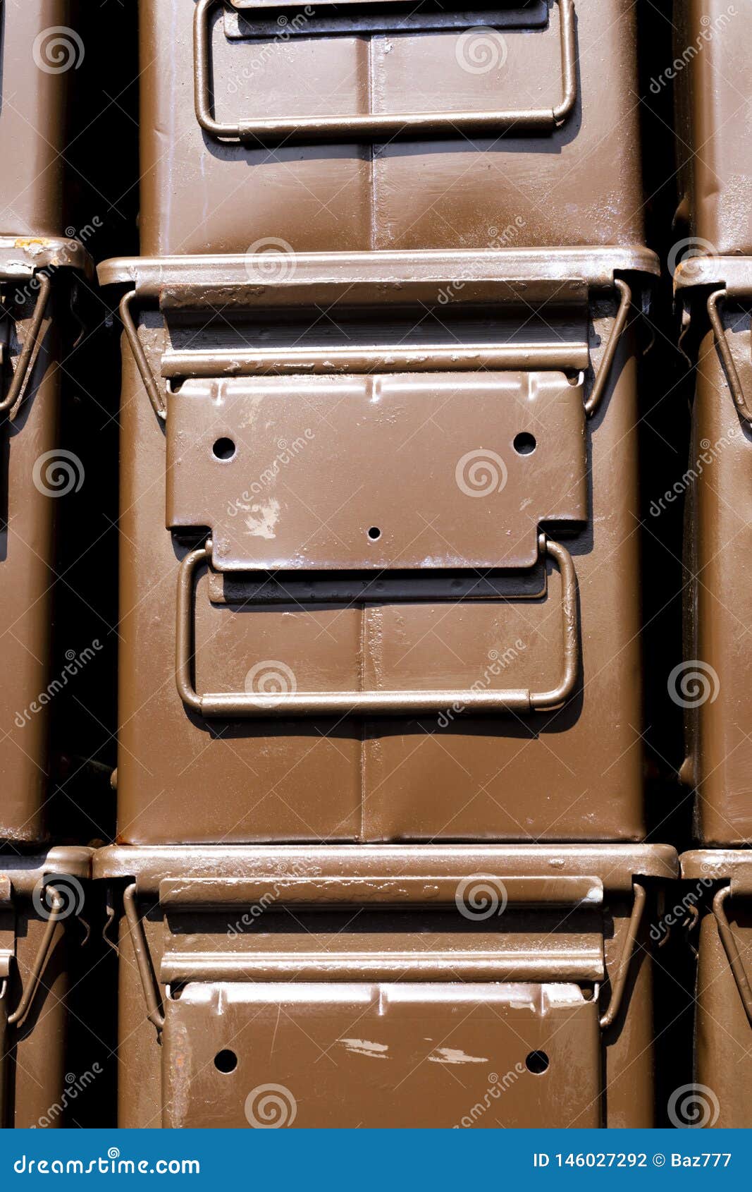 Stacked Brown Ammunition Boxes Stock Photo - Image of shells, racking ...