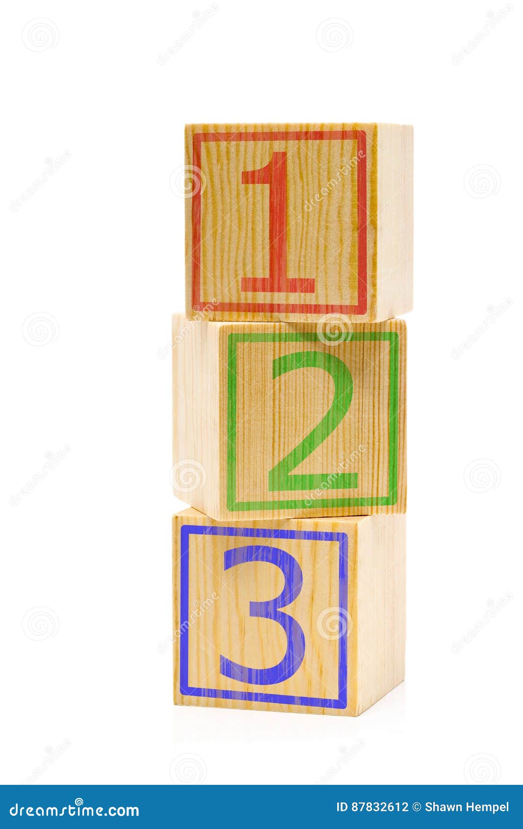 Stacked Brown Wooden Cubes with Numbers One, Two and Three Stock Photo ...
