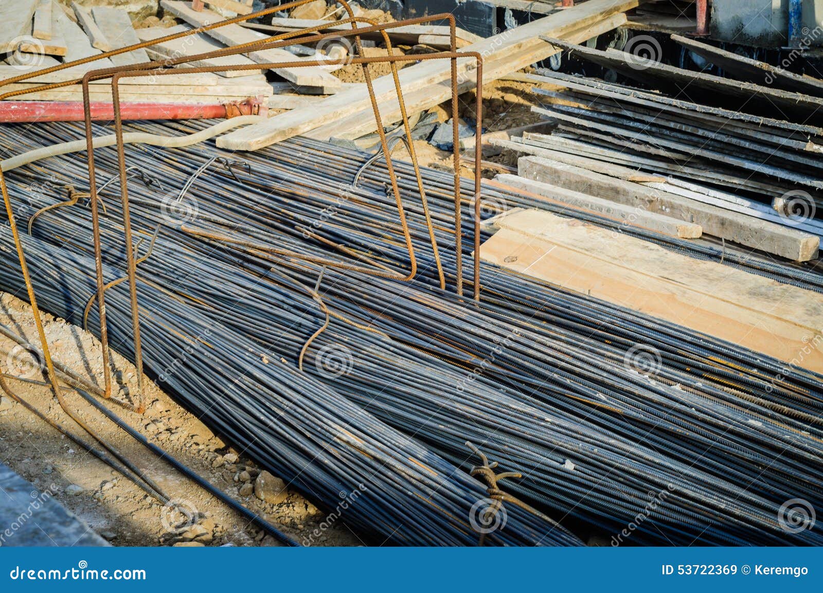 Stacked Building Materials on a Construction Area Stock Image - Image ...