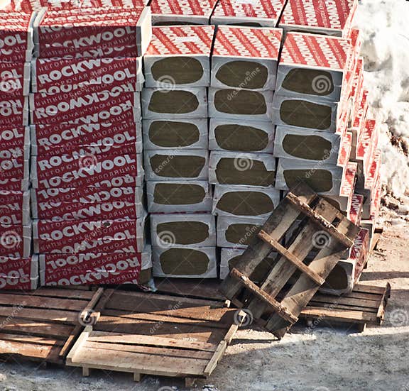 Stacked Building Materials Thermal Insulation in Construction Site at ...