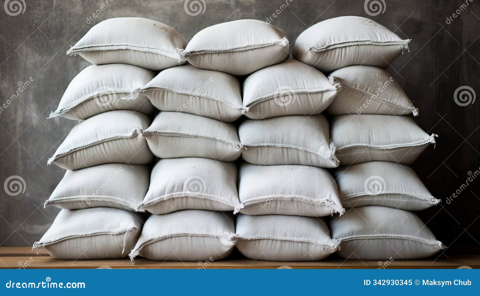 Stacked Canvas Sacks Filled with Grain Arranged Neatly Against a ...