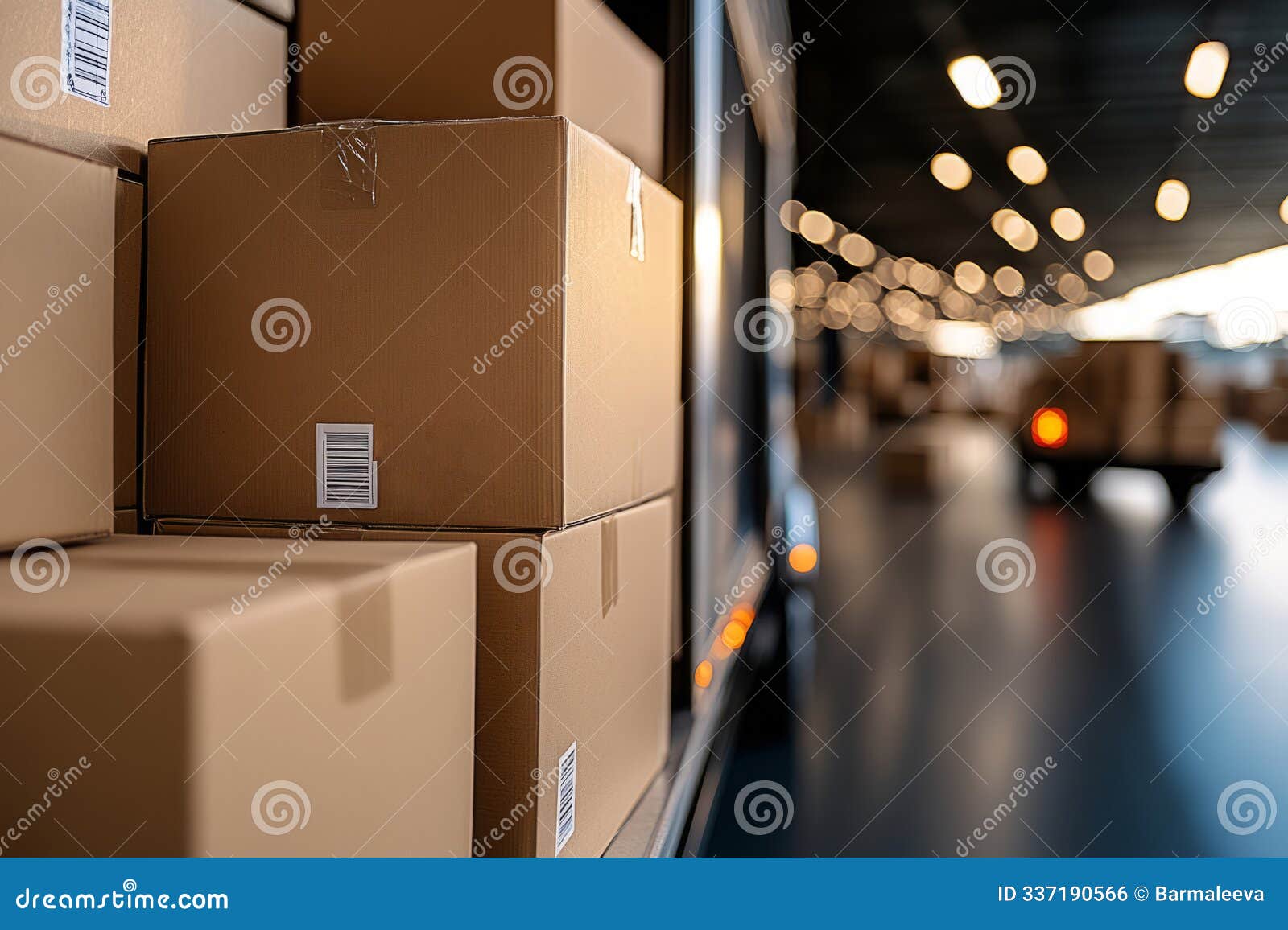 Stacked Cardboard Boxes Being Loaded into a Truck Stock Photo - Image ...