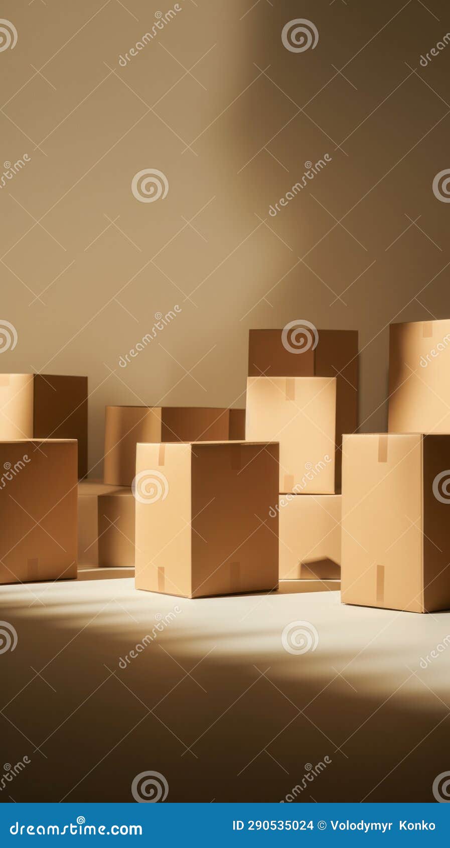 Stacked Cardboard Boxes on a Floor Stock Photo - Image of recycle ...