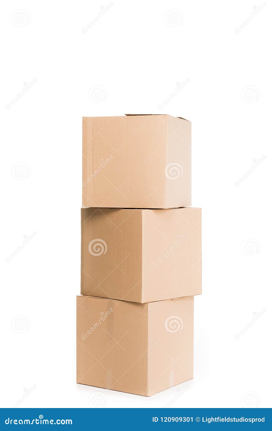 Stacked Cardboard Boxes, Isolated Stock Image - Image of packing ...