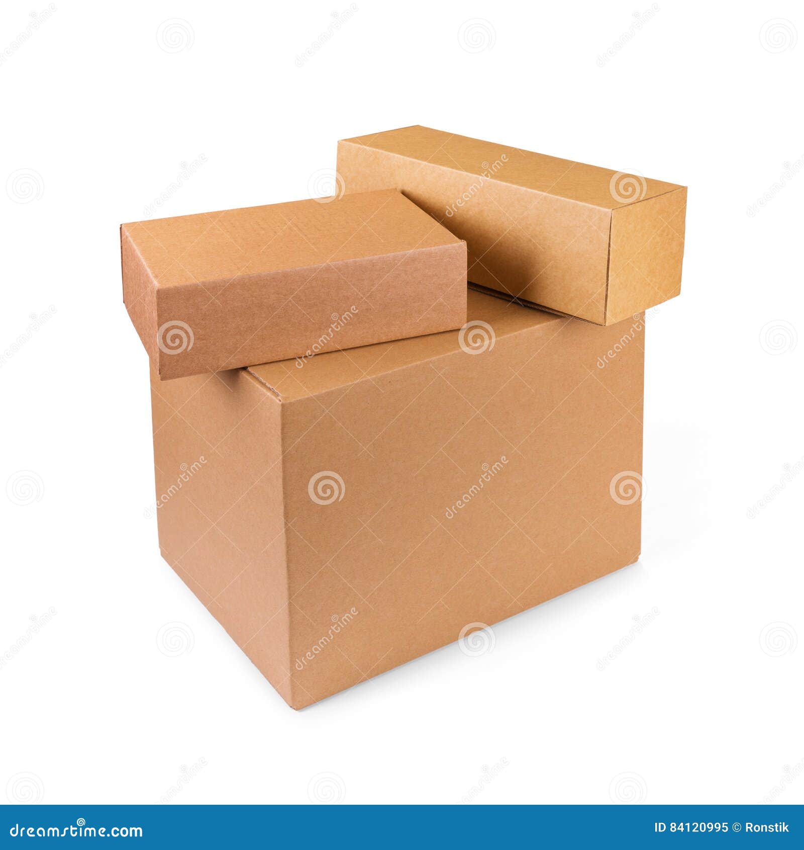 Stacked Cardboard Boxes Isolated on White Stock Image - Image of closed ...