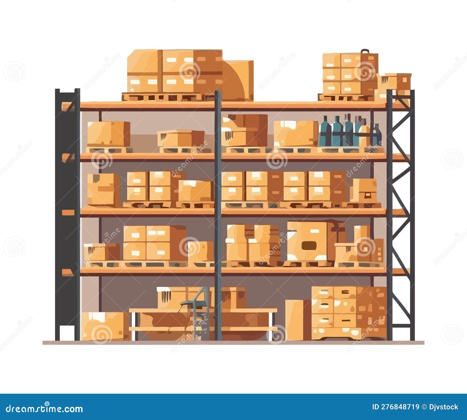 Stacked Cardboard Boxes on Warehouse Shelf Vector Stock Vector ...