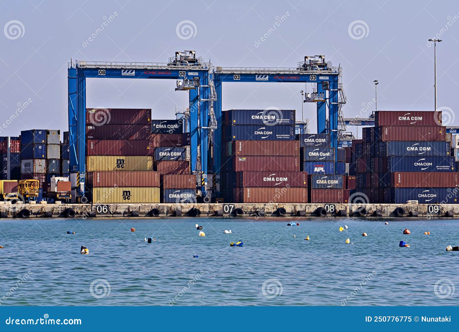 Stacked Cargo Containers in Port Awaiting Loading or Unloading in ...