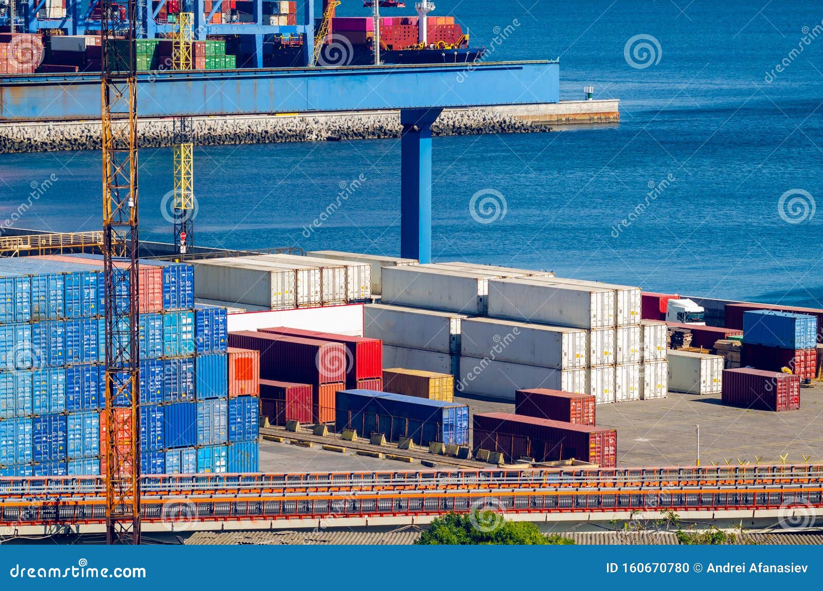Stacked Cargo Containers in Storage Area of Freight Sea Port Stock ...