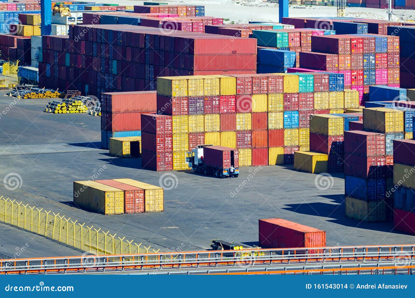 Stacked Cargo Containers in Storage Area of Freight Sea Port Stock ...
