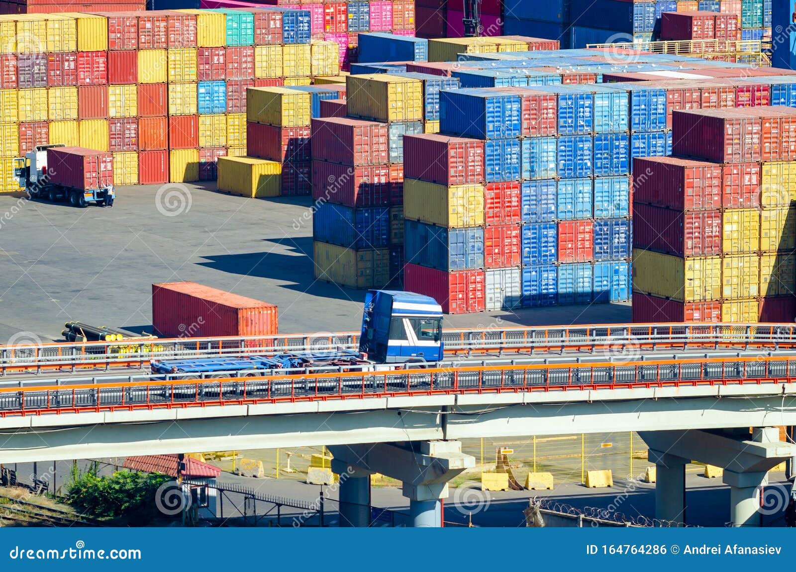 Stacked Cargo Containers in Storage Area of Freight Sea Port Stock ...