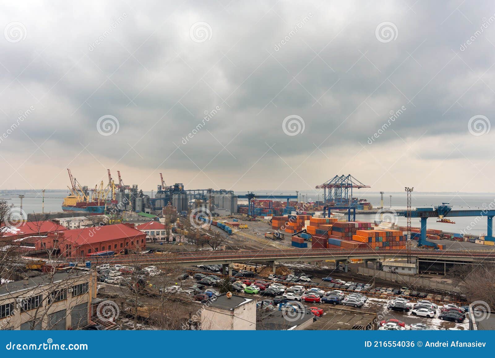 Stacked Cargo Containers in Storage Area of Freight Sea Port Stock ...