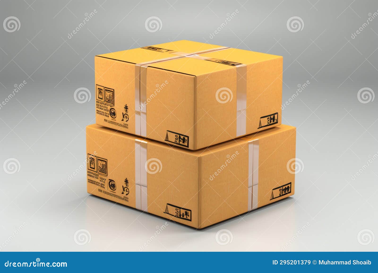 Stacked Cartons in a 3D Render, Set Against a Pristine White Backdrop ...