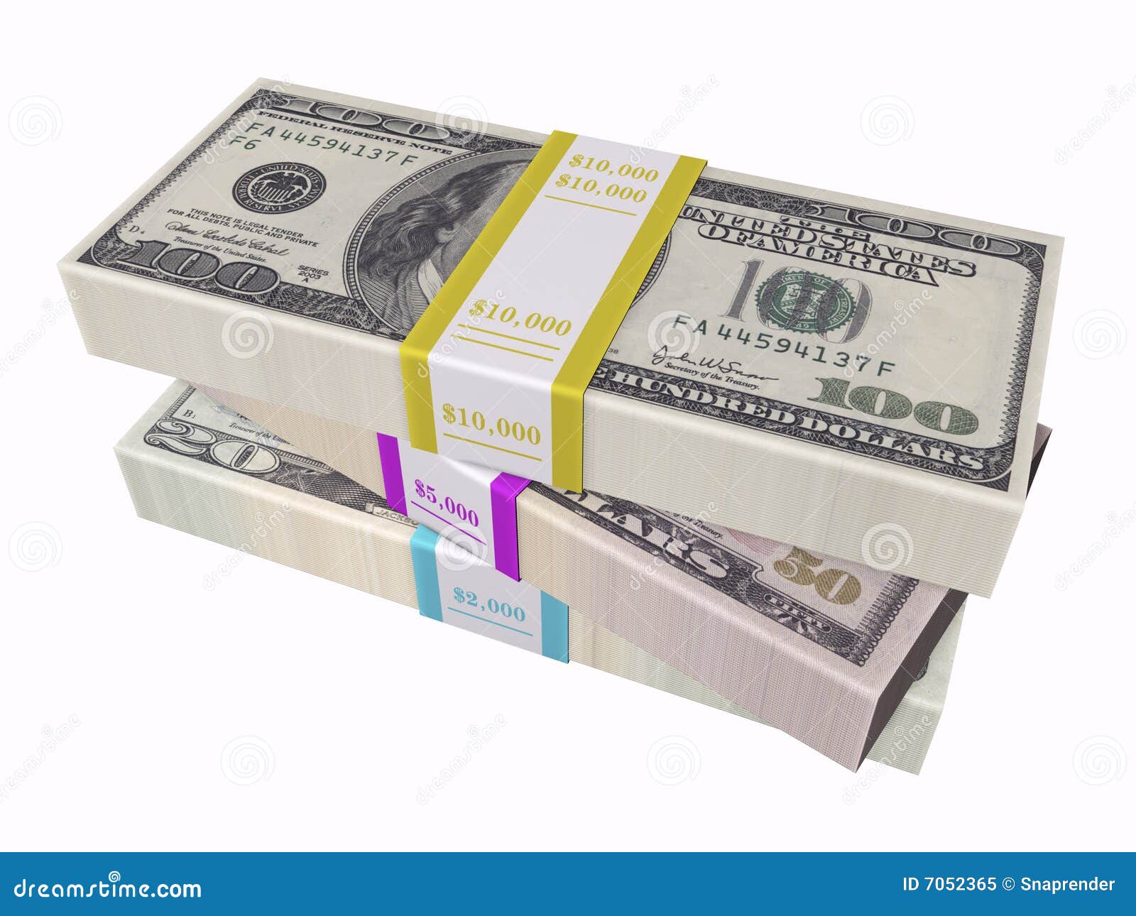 Stacked Cash on White Background Stock Illustration - Illustration of ...