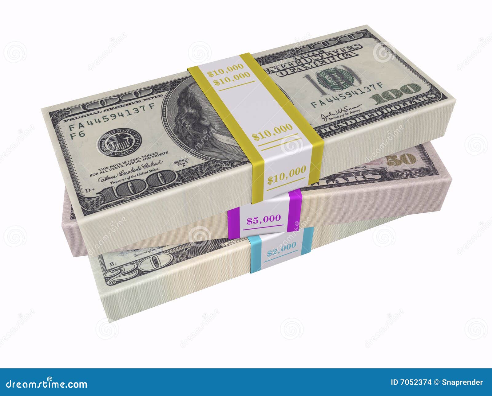 Stacked Cash on White Background Stock Illustration - Illustration of ...