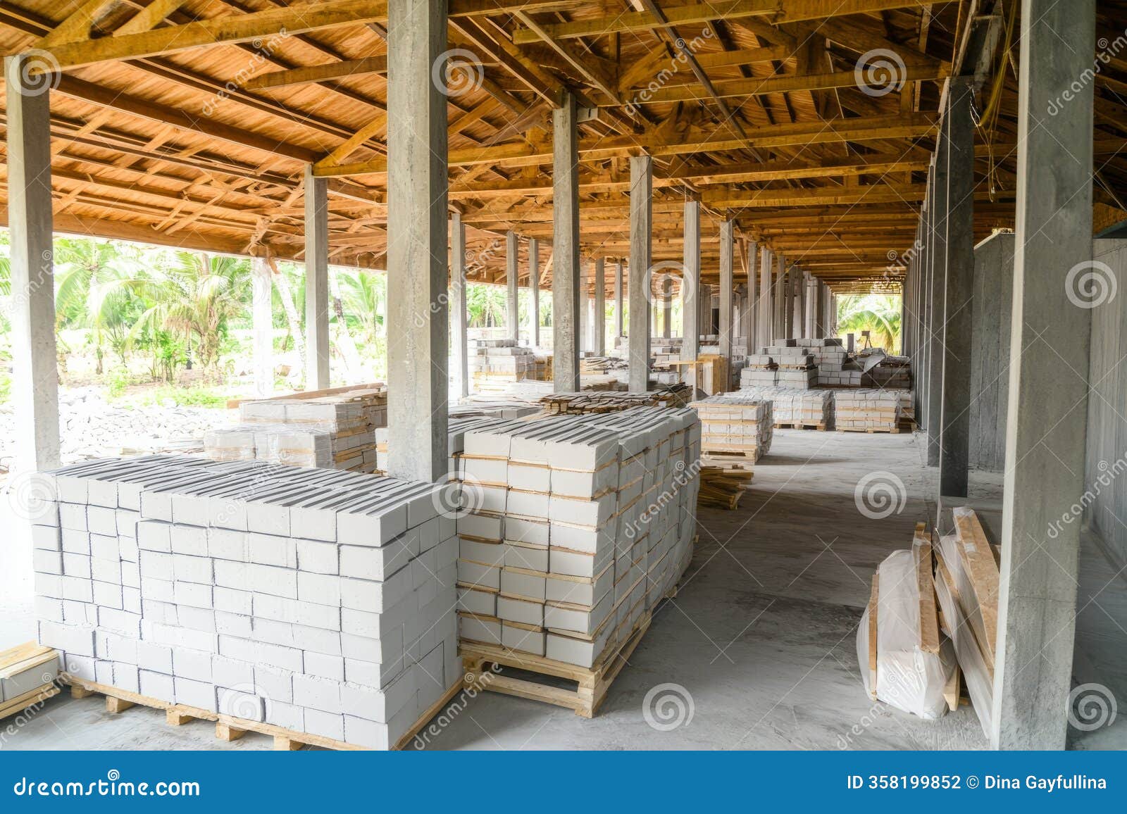Stacked Cement Blocks Forming Sturdy Foundation for Construction ...