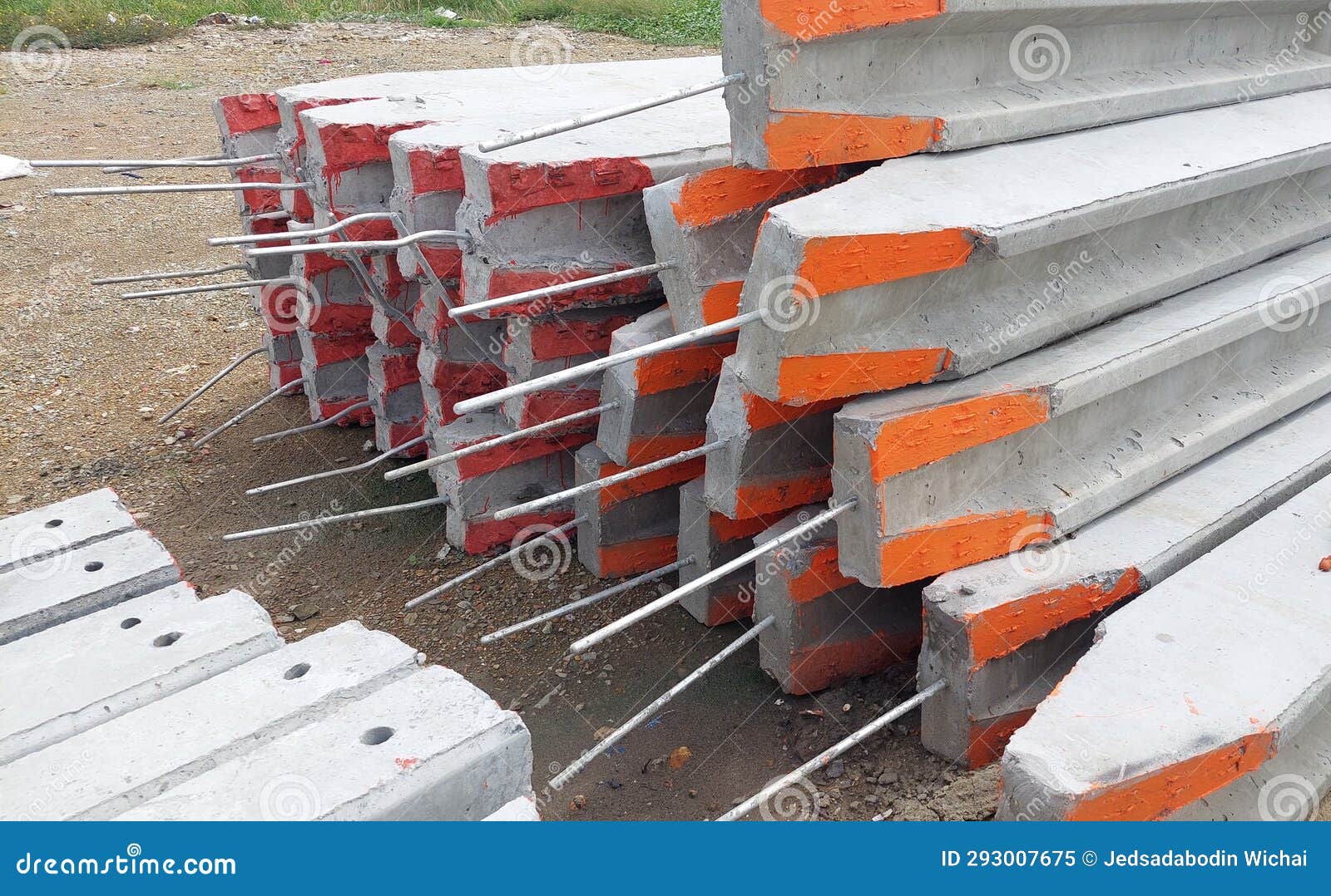 Stacked Cement Pillars in Construction Site Stock Image - Image of site ...