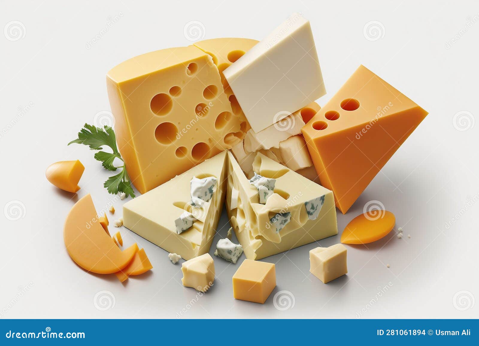 Stacked Cheese Slices Isolated on White Background. AI Stock ...