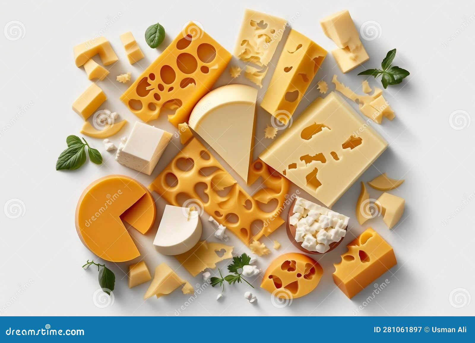 Stacked Cheese Slices Isolated on White Background. AI Stock ...