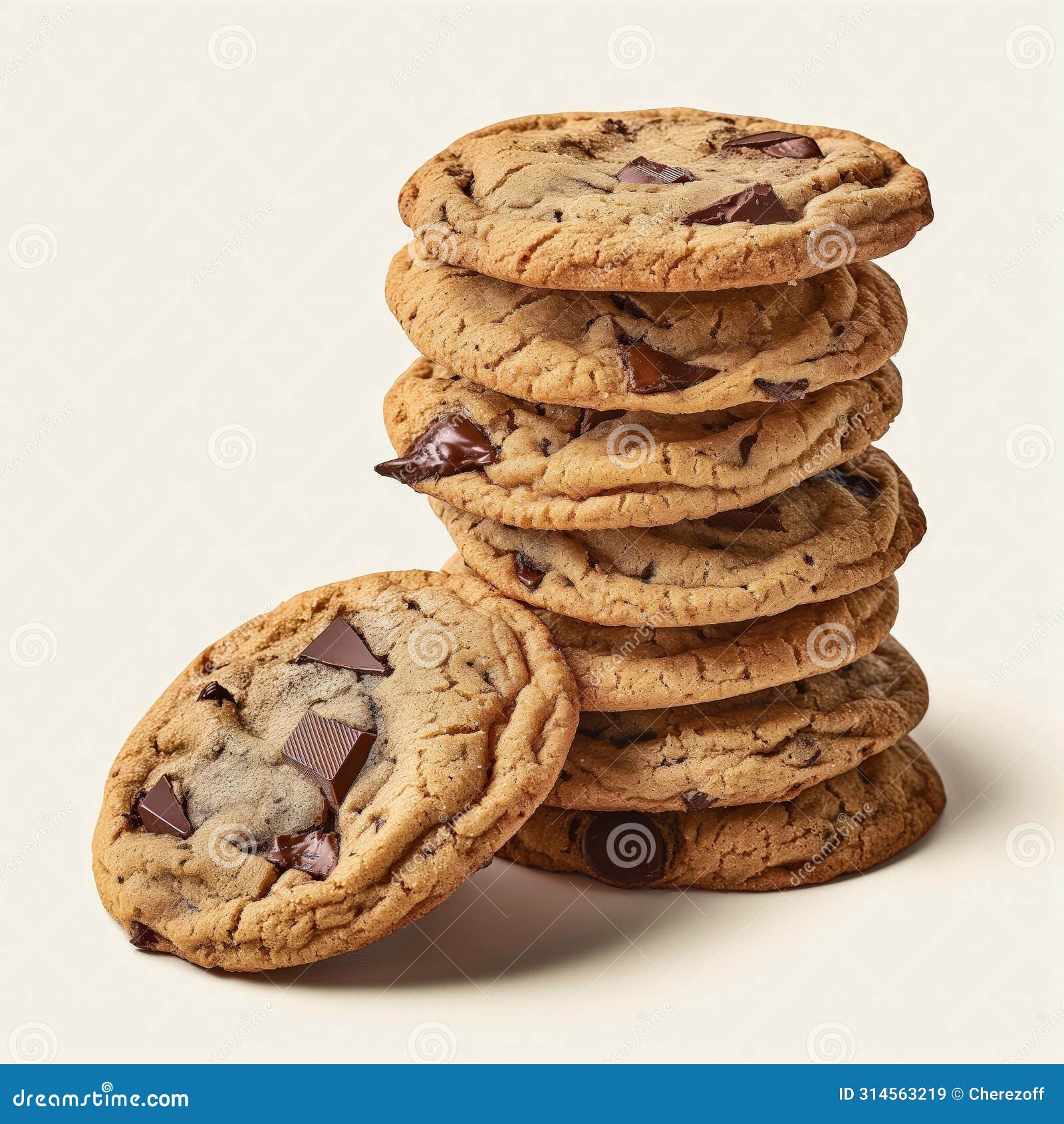 Stacked Chocolate Chip Cookies Stock Image - Image of confectionery ...