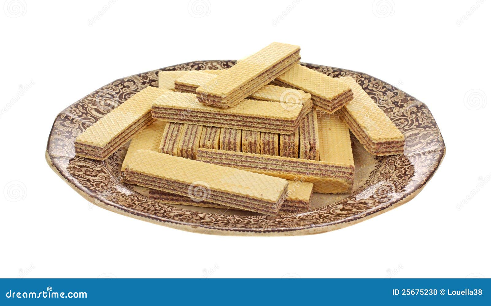Stacked Chocolate Filled Wafers on Plate Stock Photo - Image of vintage ...