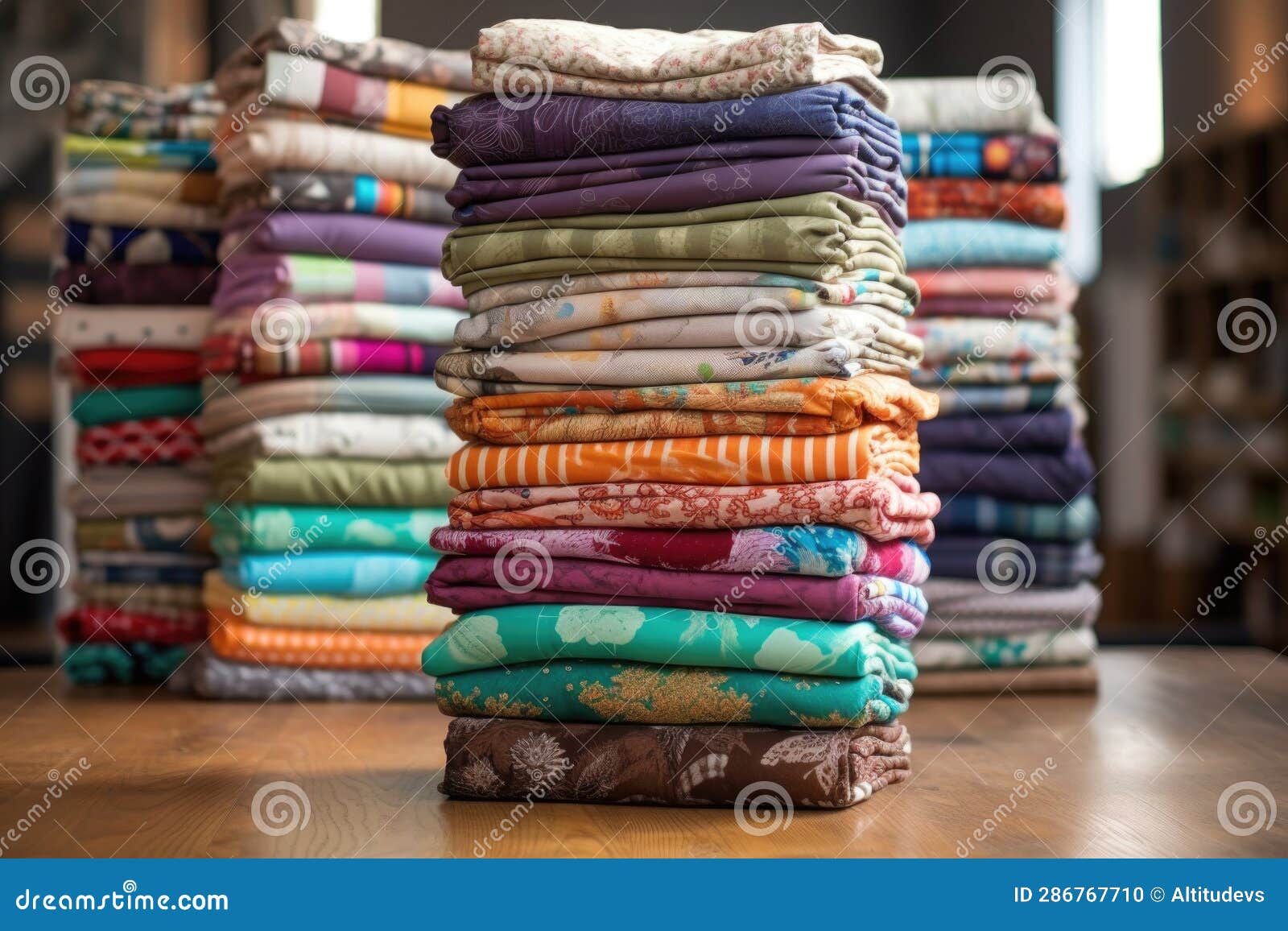 Stacked Cloth Diapers in Various Colors and Patterns Stock Illustration ...