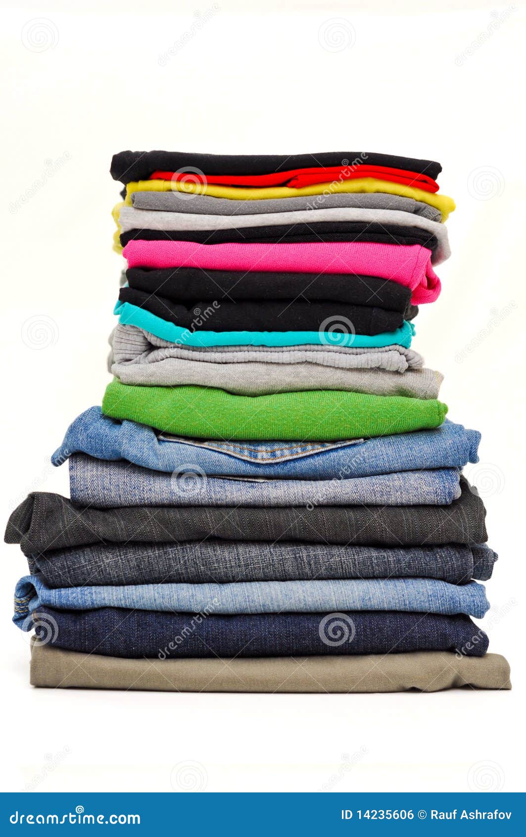 Stacked clothes stock photo. Image of stacked, denim - 14235606