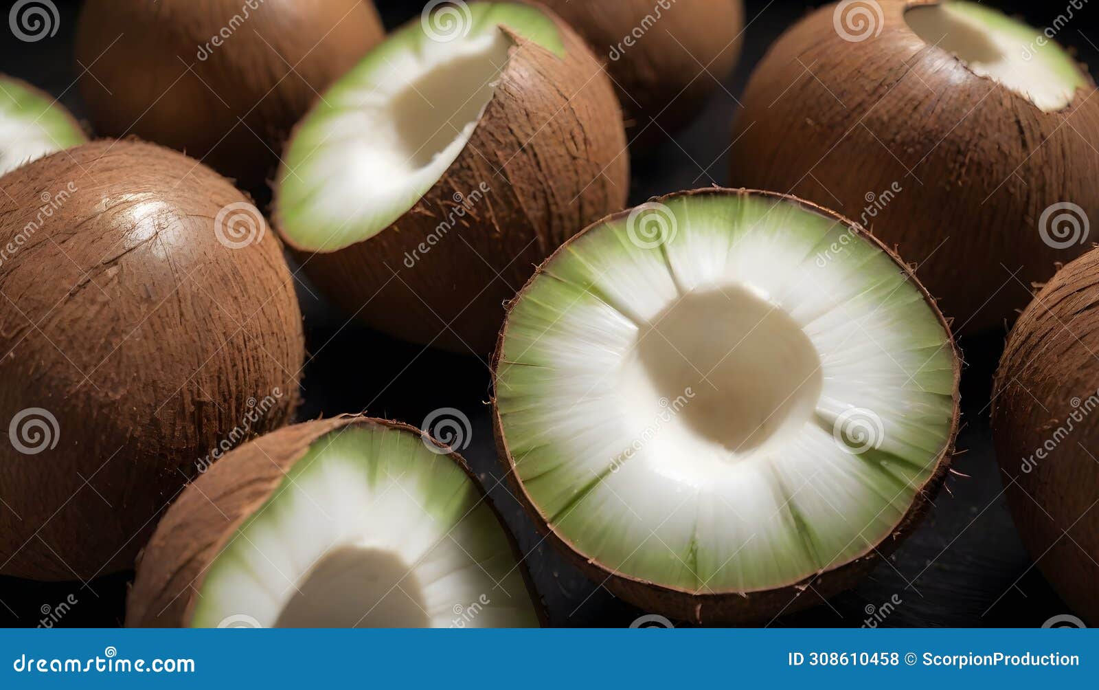 Stacked Coconuts with a Dark Backdrop Stock Photo - Image of ripe ...