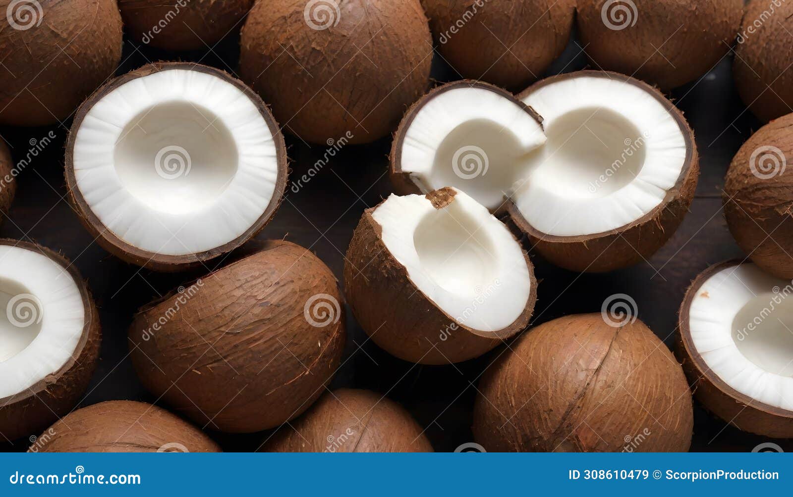 Stacked Coconuts with a Dark Backdrop Stock Image - Image of nutrition ...