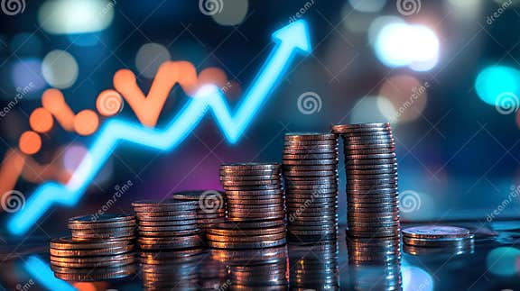 Stacked Coins in Ascending Order Placed in Front of a Fluctuating ... Stacked Coins in Ascending Order Placed in Front of a Fluctuating ...