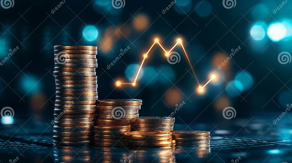 Stacked Coins with Financial Chart Background Stock Illustration ...